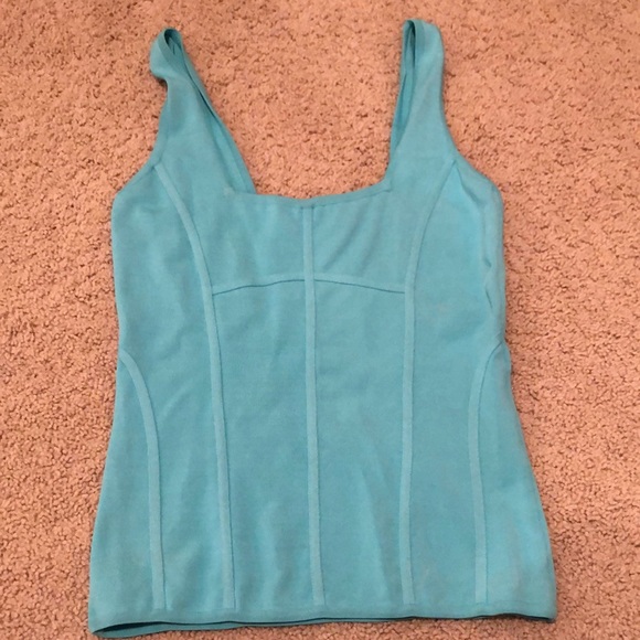 Cache | Tops | Bright Blue Cach Tank With Rib Seaming Corset Details ...